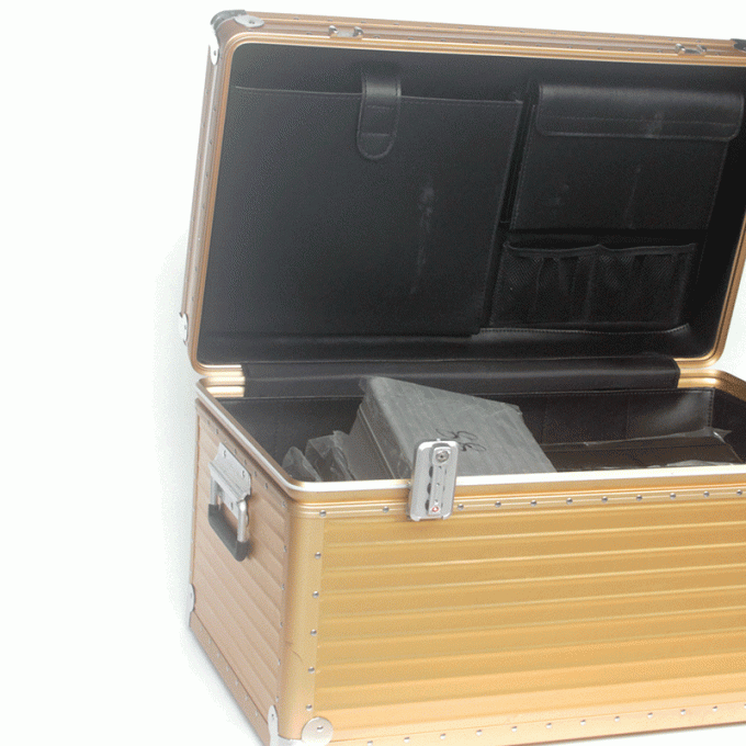 Large Golden Aluminium Flight Case With Big Handle For Army