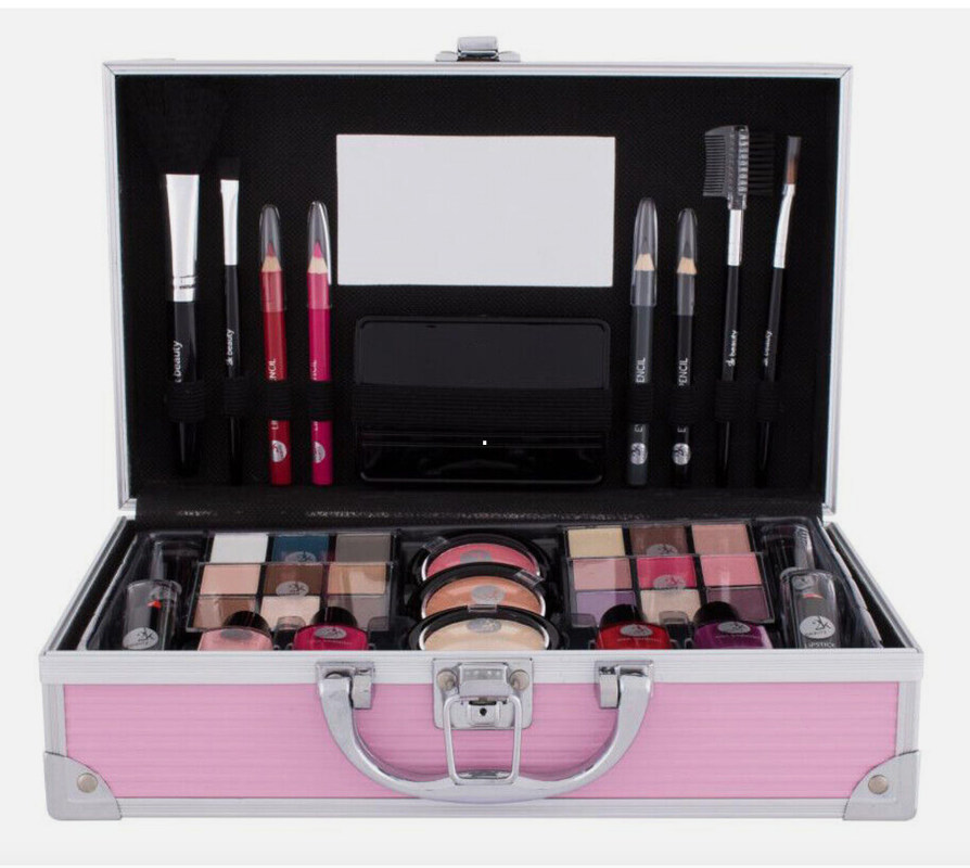Pink Cosmetic Case 90 Degree Open and Multi - Purpose Aluminum Makeup ...