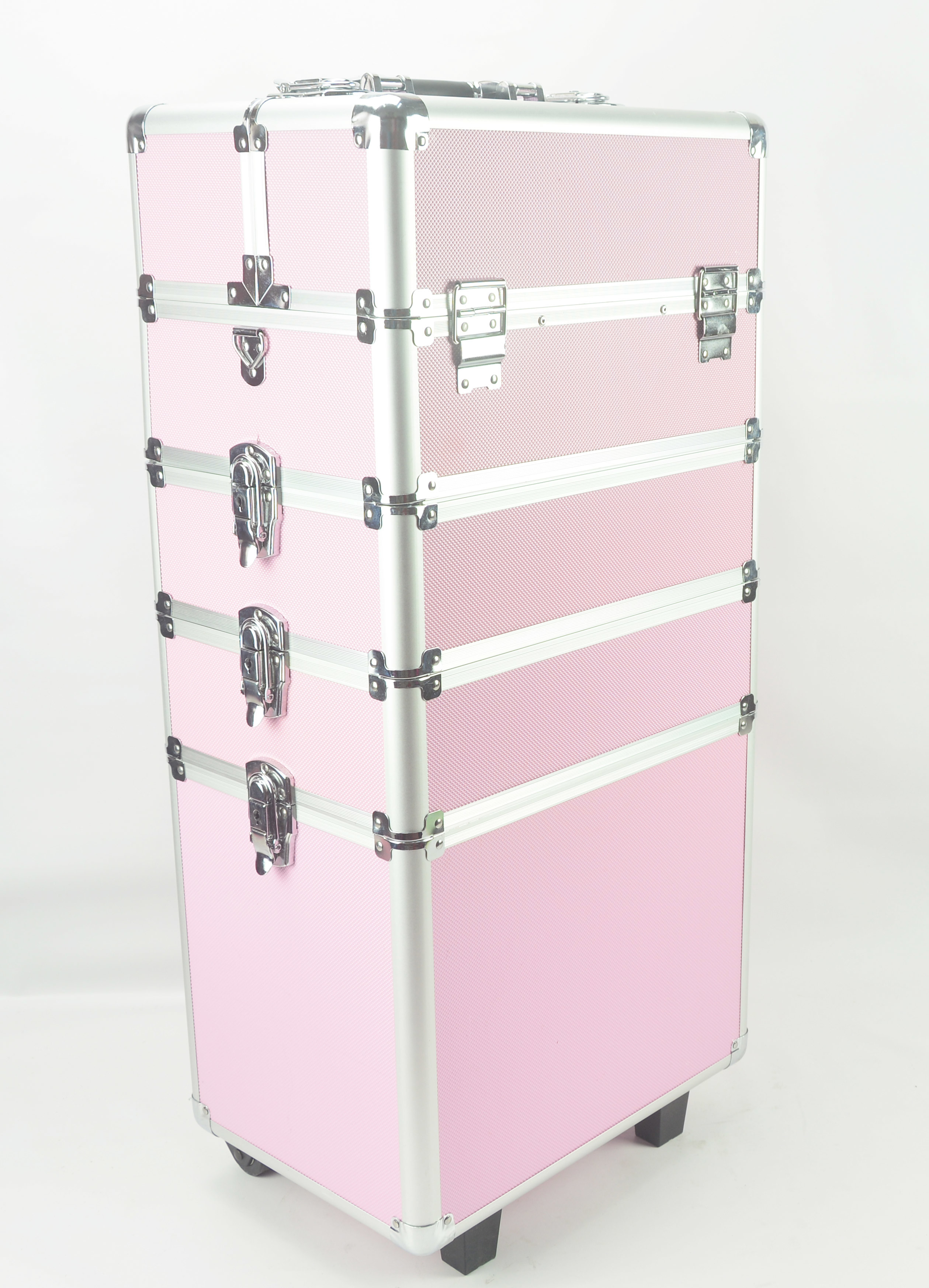 4 In 1 Aluminum Makeup Trolley Case In Pink Color Pink Pro Makeup ...