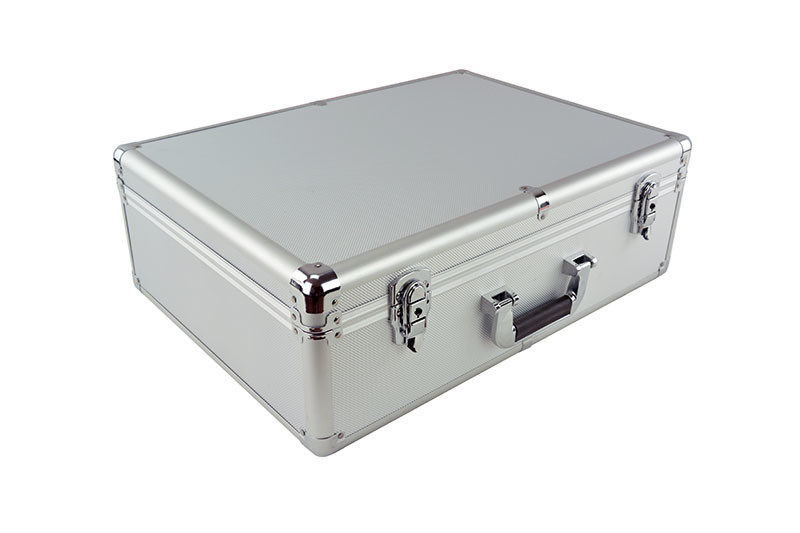 Silver Aluminum Hard Cases Box Tool Carrying Cases With White Die Cut Foam